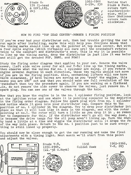 Bob Johnstones Studebaker Resource Website (Studebaker tune Up Charts ...
